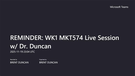 MKT574 WK3 Live Session