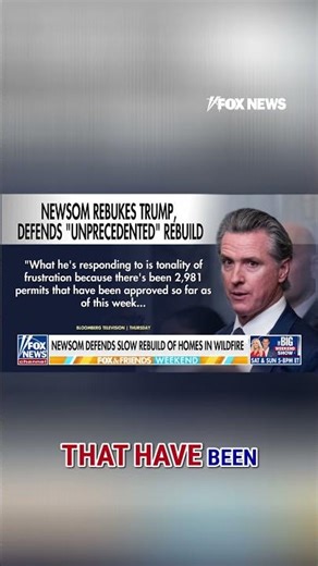Newsom DEFENDS slow rebuilding process after LA wildfires #foxnews #news #us #fox