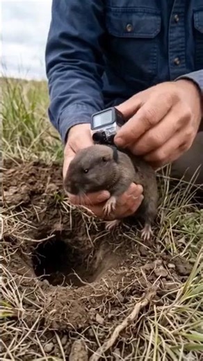POV: Camera Mounted on a Pocket Gopher Entering Its Underground Colony