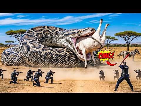 Emergency Rescue Team Saves Exhausted White Cow from Ferocious Python Ambush Near the Farm Road 🚨🐂🐍