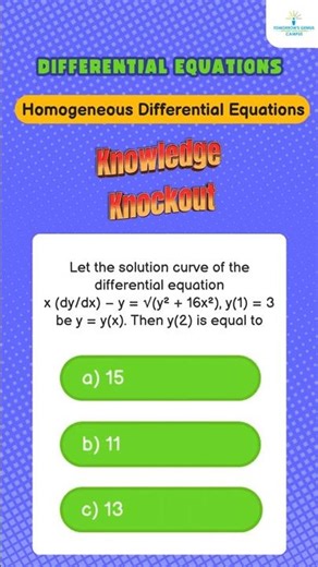 Homogeneous Differential Equations Explained | Fast Method+Solved Examples | Class 12 & JEE #shorts