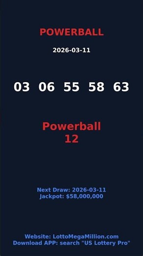 US Lottery Results - Powerball Results 2026-03-11