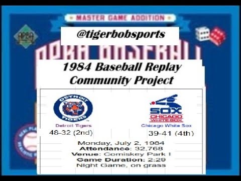 1984 Baseball Replay Community Project. APBA baseball game. July 2nd Detroit vs Chicago White Sox