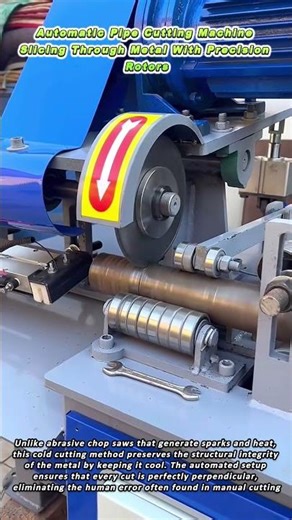 Automatic Pipe Cutting Machine Slicing Through Metal With Precision Rotors