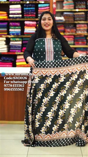 SM3026- CASUAL WEAR RAYON FABRIC PRINT WORKED UNSTITCHED CHURIDHAR MATERIAL• www.suruma.in
