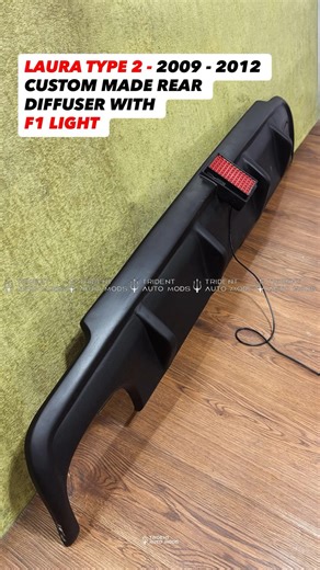 🔱 Trident Auto Mods ™️ on Instagram: "GIVE YOUR LAURA A PROPER SPORTY REAR 🔥 LAURA TYPE 2 (2009–2012) CUSTOM REAR DIFFUSER WITH F1 LIGHT MATT BLACK FINISH 🖤 BUILT-IN F1 LED LIGHT 🔴 SPORTS CAR LOOK 🏁 OEM STYLE FITMENT 🔧 CUSTOM MADE PART 🛠️ ALL INDIA SUPPLY AVAILABLE 📦 DM / WHATSAPP FOR PRICE & DETAILS 📞 9650303147 TRIDENT AUTO MODS #tridentautomods #skodalaura #skoda #aftermarket #custommade"