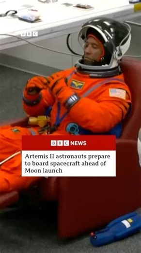 Artemis II astronauts prepare to board spacecraft ahead of Moon launch #ArtemisII #NASA #BBCNews
