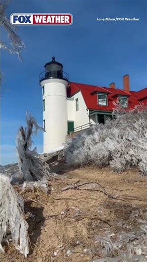 FREEZING BEAUTY: Check Out The Frozen Scene At Point Betsie Lighthouse On The Shore Of Lake Michigan