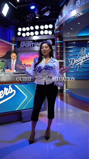 SLAYBALL⚾️ #FITUATIONCHECK at @Spectrum @SportsNet LA studios top @UNIQLO USA x @JW Anderson corset @Los Angeles Dodgers @MLB @Jtrendyu_no capris @Nordstrom heels @Dior bag @montanawest 10% OFF