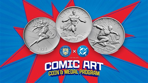 Collect beyond the page with the Comic Art Coin & Medal series from the U.S. Mint. Featuring Superman, Batman, and Wonder Woman—available in 24K gold and 99.9% fine silver. | United States Mint