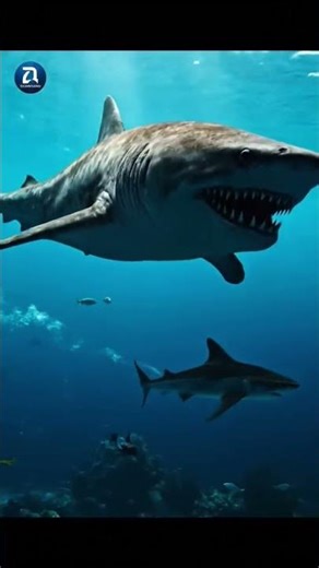 AI Simulation: Megalodon vs Prehistoric Shark | Educational Short ‪@ABCShorts-i4f‬ #shorts #viral