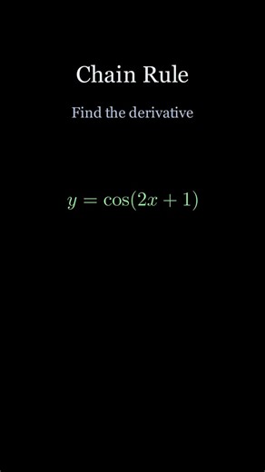 @trigium on Instagram: "Example of using the chain rule to find the derivative of cos(2x+1). The chain rule is a method to find the derivative of composite functions. The definition of the chain rule is f’(g(x))g’(x) #calculus #calculusproblems #math #mathhelp #mathematics"