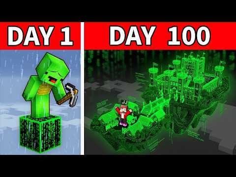 Mikey and JJ Stranded 100 Days on ONE HACKER BLOCK in Minecraft! (Maizen)