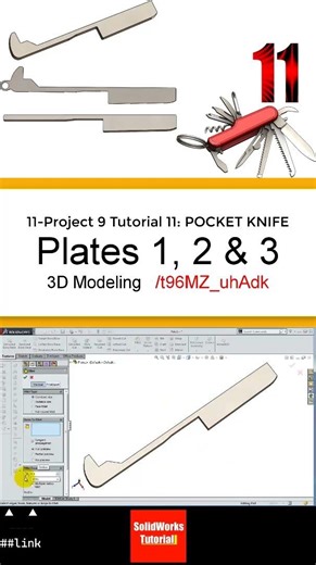 11- 3D Draft | Pocket Knife |:Plate 1, 2, 3 #3d #solidworks #tutorial #cad #drawing #engineering