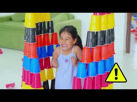 Fun Learning Cup Stacking and Crash Challenge