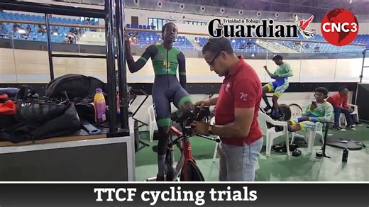 Cyclists warm up ahead of the Trinidad and Tobago Cycling Federation’s Elite Men’s and Women’s Track Trials at the National Cycling Velodrome in Couva. The trials form part of the selection process for upcoming regional and international competitions, as riders compete for national ranking points and spots on representative teams. Video by Kristian De Silva. | CNC3 Television, Trinidad and Tobago