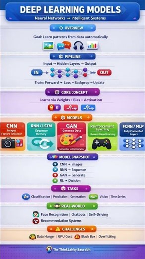 🧠 Deep Learning Models Simplified — One Page, Endless Possibilities
