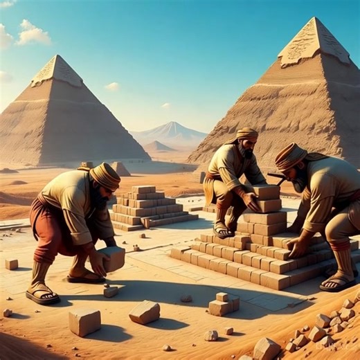 GIANTS THAT BUILD THE PYRAMID Long ago, before history was written, people whispered a myth about the pyramids of Egypt. They said that giants once walked the earth—men as tall as palm trees, with voices like thunder. These giants were sent by the gods to help humans in an age when the world was still young.🌜🌜 According to the legend, the giants lifted massive stones as if they were pebbles. At night, under the light of the stars, they stacked the stones with perfect precision. The ground shoo