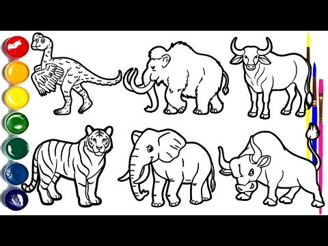 How to Draw Animals for Kids 🐉🐘🐂🐅 | Dragon, Mammoth, Buffalo, Tiger, Elephant & Spanish Bull!