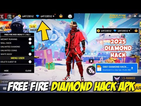 FREE FIRE DIAMOND HACK || FF UNLIMITED DIAMOND SCRIPT MOD APK 2025 || FREE FIRE NEW MOD MENU OB51