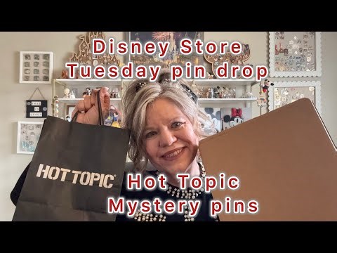 Disney store hard to get pin drop Tuesday and Hot Topic mystery pin opening 🎉