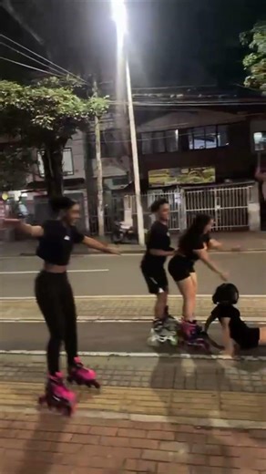 Roller Skating Train Topples in Chain Reaction