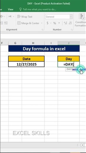 DAY Formula in Excel | How to Extract Day from Date (Easy Tutorial)