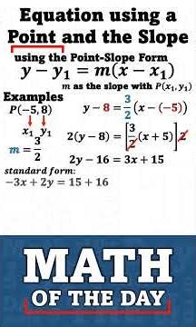 Equation of a Line using a Point and the Slope [Math of the Day] #mathoftheday