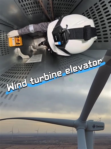 Guess what's inside a modern 150-meter-high wind turbine? An elevator! In north China's Erdos, a maintenance worker takes the lift and climbs a ladder to the top in 10 minutes. #WindPower #WindTurbineClimb #InnerMongolia #China | China Xinhua Sci-Tech