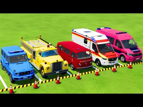 POLICE CARS, FIRE DEPARTMENT, AMBULANCE VEHICLES TRANSPORTING WITH MAN TRUCKS ! Farming Simulator 25