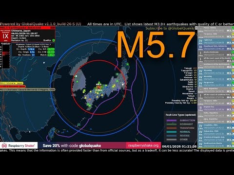 Magnitude 5.7 Hits Shimane Prefecture Japan - jan 6th 2026