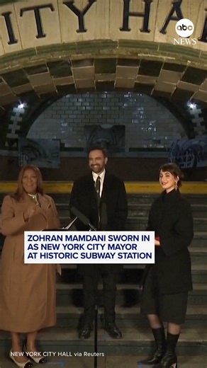 Zohran Mamdani became mayor of New York City just after midnight Thursday, taking the oath of office at an historic, decommissioned subway station in Manhattan. Read more: https://abcnews.visitlink.me/_7AzIW | ABC News