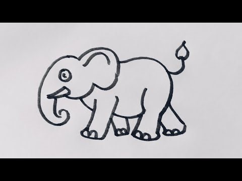 How to draw an elephant/Elephant running drawing easy step by step/Animal drawing ‪@SimpleLineDrawing‬