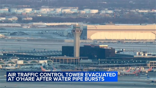 O'Hare air traffic controllers evacuate tower after water pipe burst, causing flight delays: FAA By ABC7 Chicago Digital Team WLS Tuesday, January 20, 2026 11:27AM CHICAGO (WLS) -- Air traffic controllers were forced to evacuate the center tower at O'Hare airport early Tuesday morning after a water pipe burst. The evacuation lasted about an hour, starting around 1 a.m. ABC7 Chicago is now streaming 24/7. Click here to watch Operations had to be shifted to a facility in an office building until c