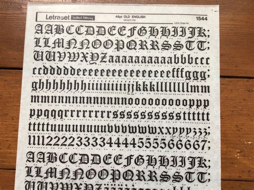 Vintage Letraset Dry Transfer Sheet: 48pt Old English Font - Etsy UK