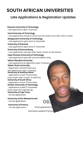 Late Application Updates for South African Universities 2026
