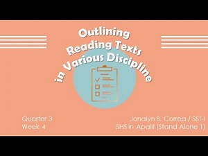 Outlining Reading Texts in Various Discipline | EAPP | Teacher Jonna