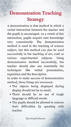 Demonstration Teaching Strategy in 60 Seconds | B.Ed Paper 3 #bednotes #facts