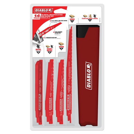 Diablo 14 Piece Bi-Metal Reciprocating Blade Set For Nail-Embedded Wood & Metal