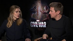 Elizabeth Olsen and Jeremy Renner reveal what Scarlet Witch and Hawkeye have been up to since the last Avengers movie! | Captain America