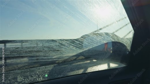 Clean glass reflection, Close shot of cleaned glass with sun reflecting and textured details visible