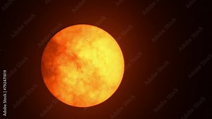 Apocalyptic view of the sun in summer heat wave. Sky smothered with smoke haze atmosphere from numerous nearby wildfires. View of big round sun disk with fire smoke