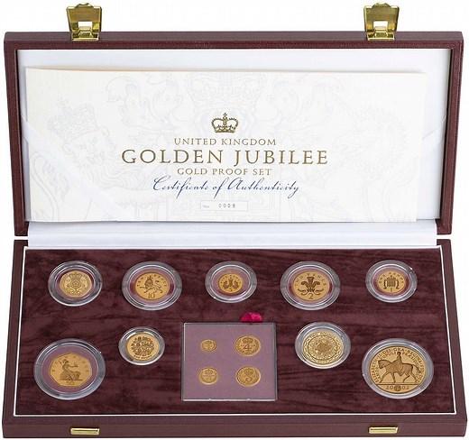 2002 Golden Jubilee 13-Coin Gold Proof Coin Set