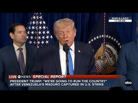 LIVE: Trump says U.S. will "run" Venezuela after Maduro capture