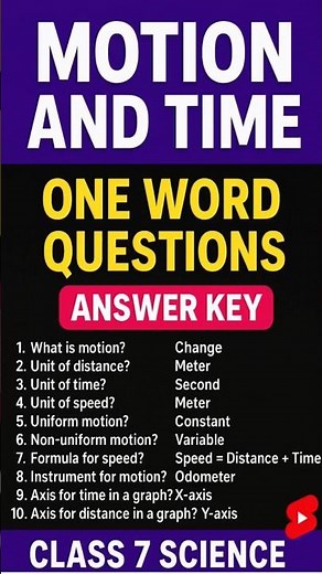 Class 7 Science Chapter 9 | Motion and Time One Word Questions & Answers ✅ #Science #Class7 #shorts