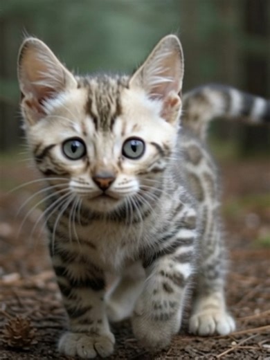 Snow Bengal kitten with darker markings. His gorgeous eyes are light blue. This color variant is the result of breeding brown Bengals with Siamese or Burmese cats. This is for entertainment and informational purposes only... #ai #bengalkitten #kittensoftiktok #snowbengal #whitebengal