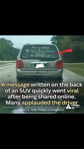 A message written on the back of an SUV quickly went viral after being shared online.The message was spotted on the back of the SUV, and many applauded the driver after a Reddit user shared the photo on the site...Find out what was written in the first comment👇👇 | USA photos