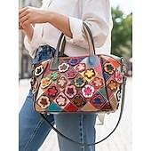 Women's Handbag Crossbody Bag Shoulder Bags Leather Casual Office Mother's Day Zipper Flower Large Capacity Multi Carry Color Block Patchwork Rainbow 2025