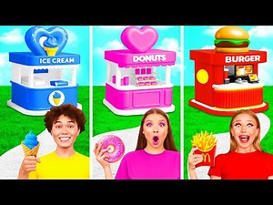 One Colored House Sweets vs Chocolate vs Fast Food | Prank Wars by GoFun Challenge
