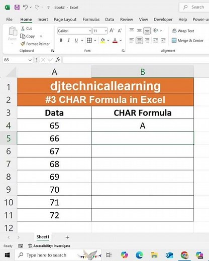 CHAR Formula in Excel | Deepak Jhanswa | #char #charformula #excel